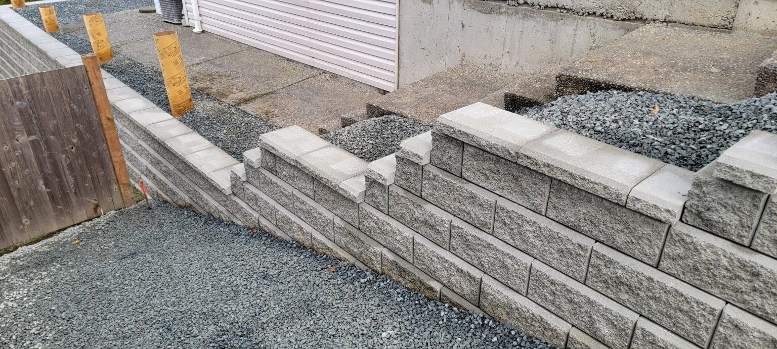Gluing Allan Block Retaining Wall Caps and Blocks