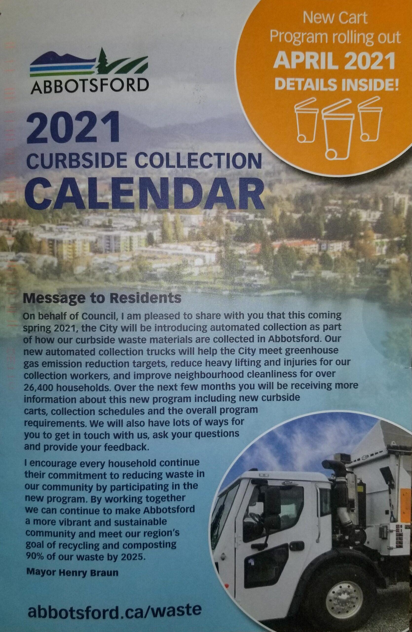 Abbotsford 2021 Curbside Collection Calendar